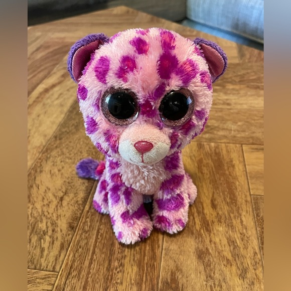 Ty | Toys | Ty Beanie Boos Glamour Cat Leopard Pink And Purple | Poshmark